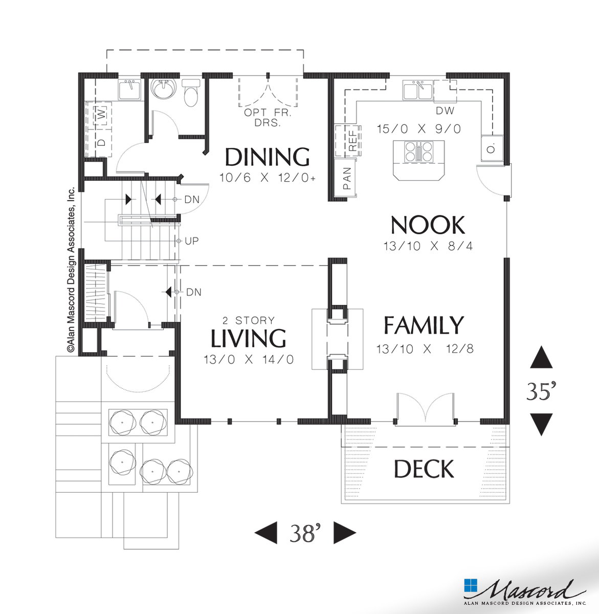 Newell: Sloping Lot Tri-level Plan with Loft | 2044 Sq Ft