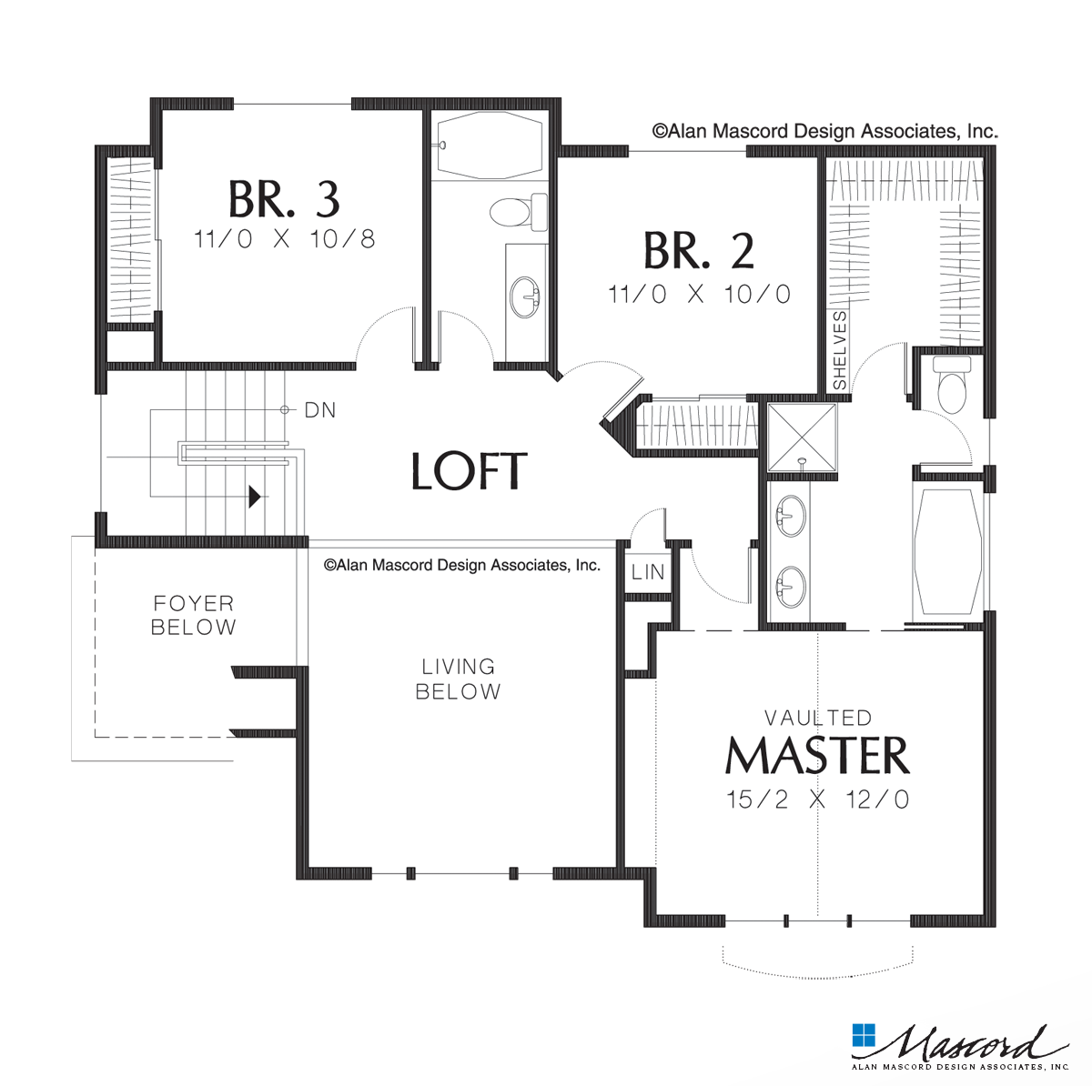 Newell: Sloping Lot Tri-level Plan with Loft | 2044 Sq Ft