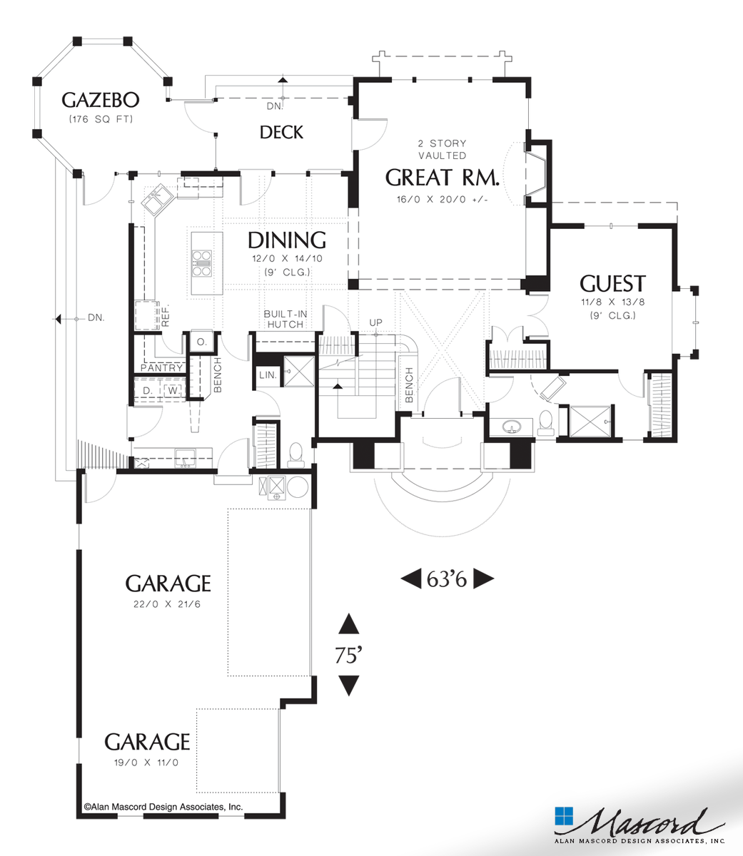 Downing: Lodge Style Plan with Large Deck and Gazebo | 2787 Sq Ft